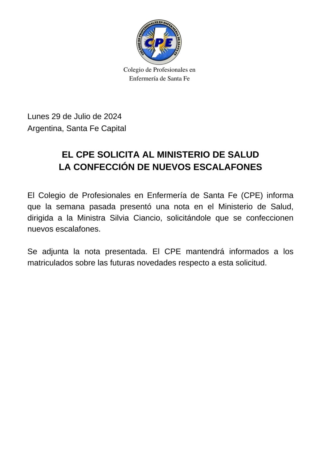 Delegación Santa Fe – Colegio de Profesionales en Enfermería de Santa Fe